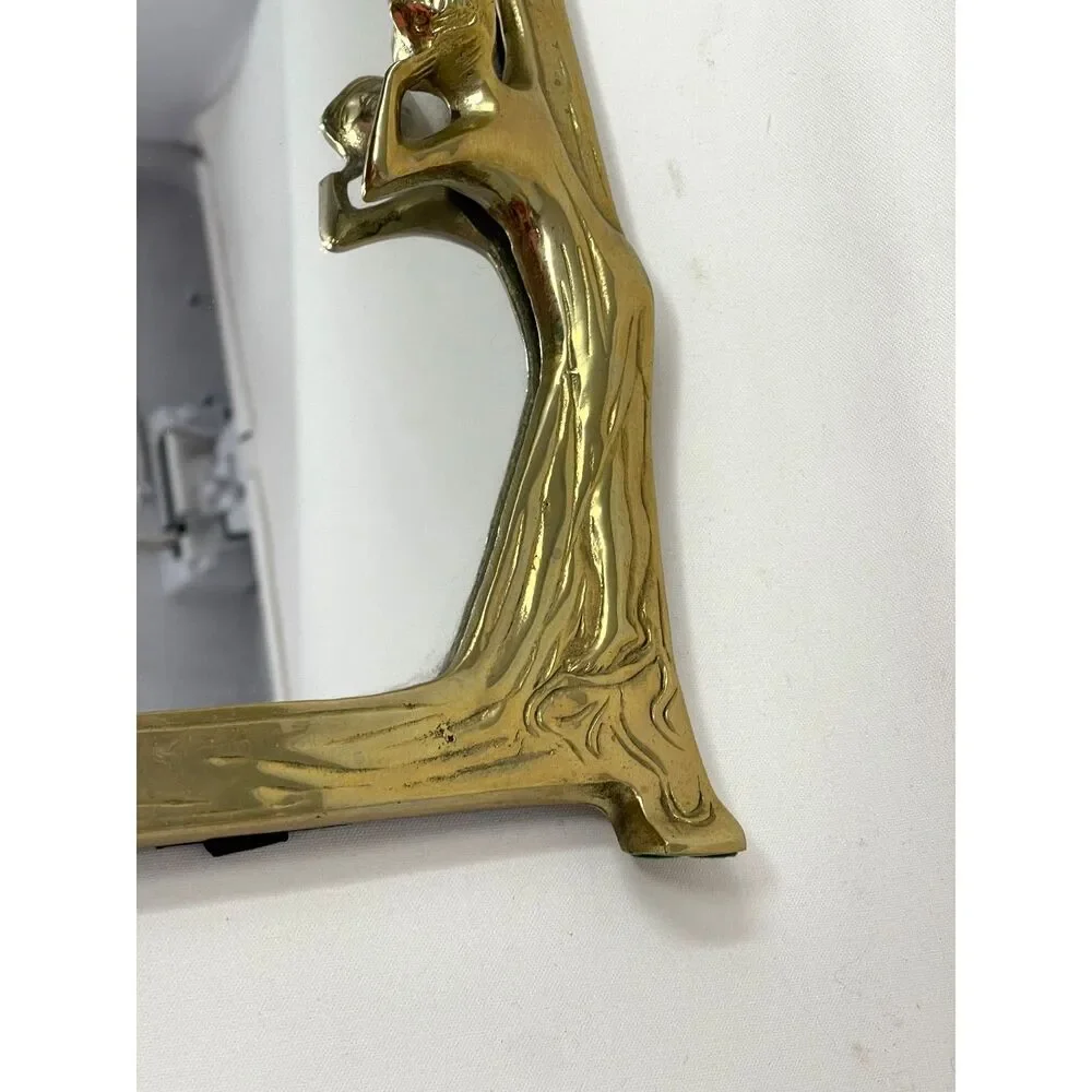 Accessories | Vtg Art Deco Nouveau Mirror Solid Brass Vanity Table Top ...